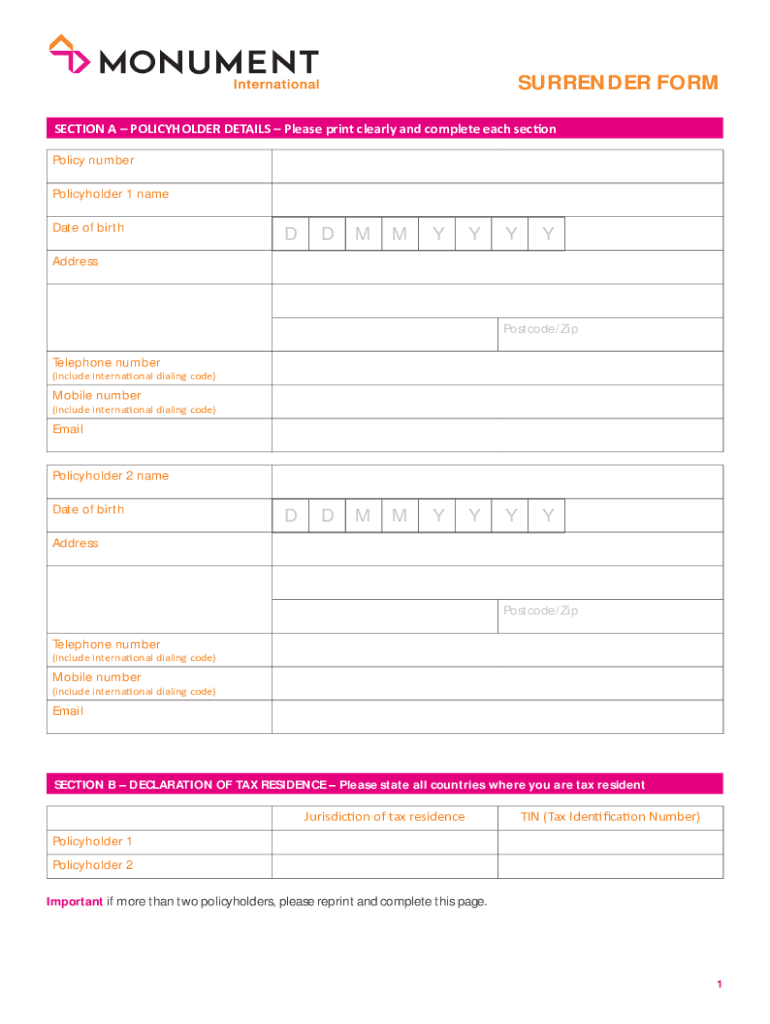Fillable Online Instructions for completing Request for Policy ...