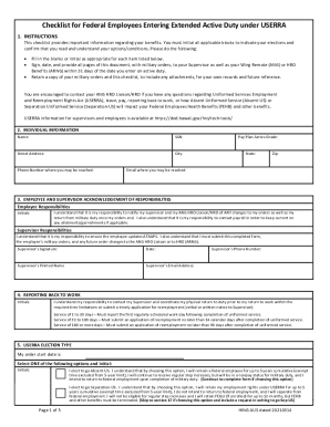 Fillable Online Checklist for Federal Employees Entering Extended ...