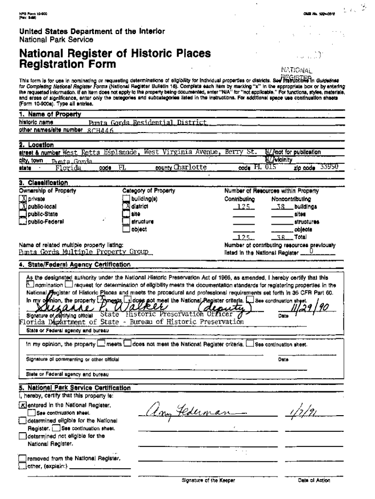 Fillable Online Form NFS Form 10-900 (Rev. 10-90) 0MB ... - National ...