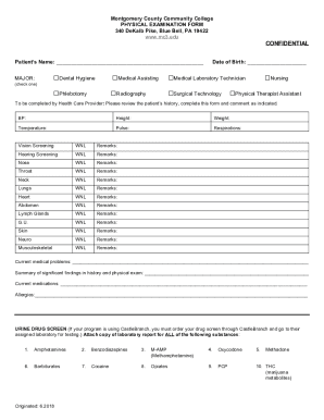 Fillable Online Physical Examination FormNursing Reactivation Fax Email ...