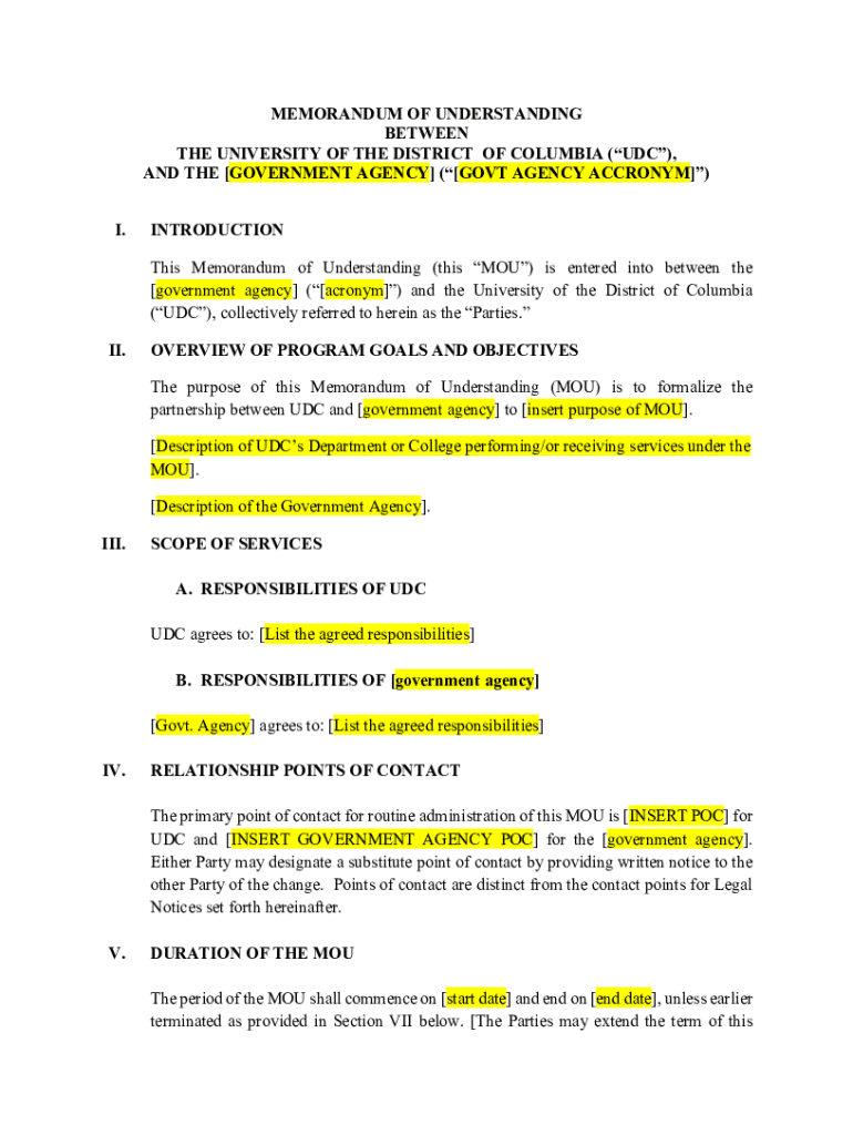 Fillable Online Government-MOU-Template Fax Email Print - pdfFiller