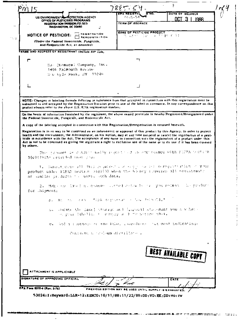 Fillable Online NOTICE OF PESTICIDE: r - United States Environmental ...