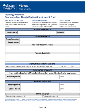 Fillable Online Graduate (MA) Thesis Declaration of Intent Form Fax ...