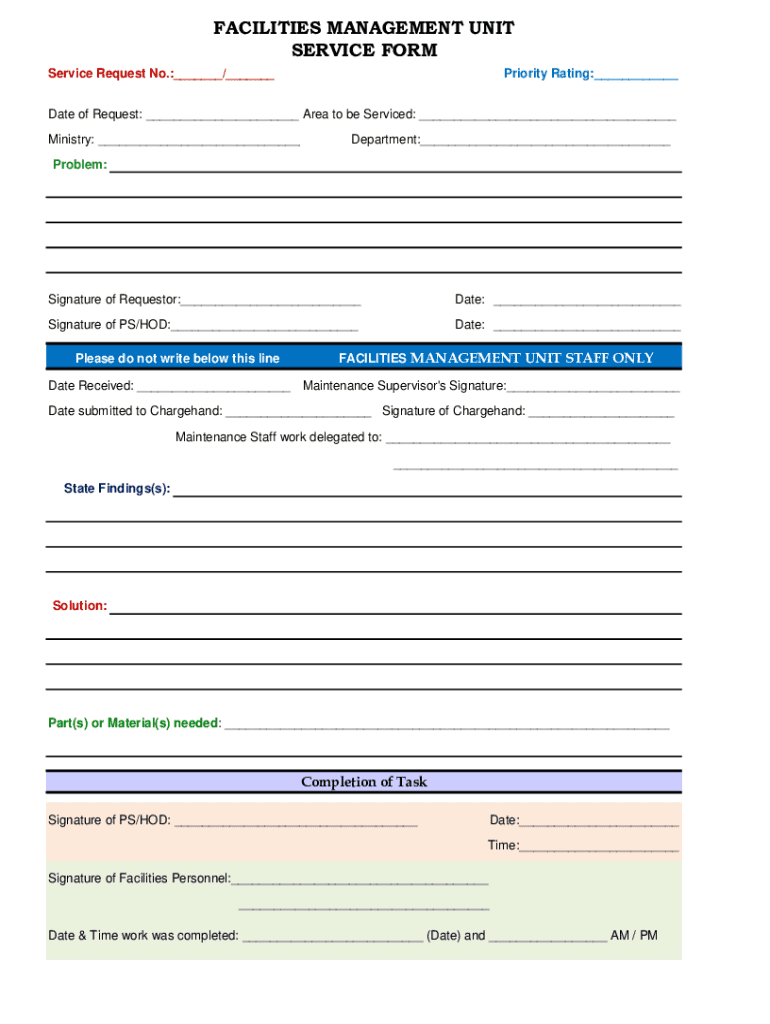 Fillable Online FACILITIES MANAGEMENT UNIT Fax Email Print - pdfFiller