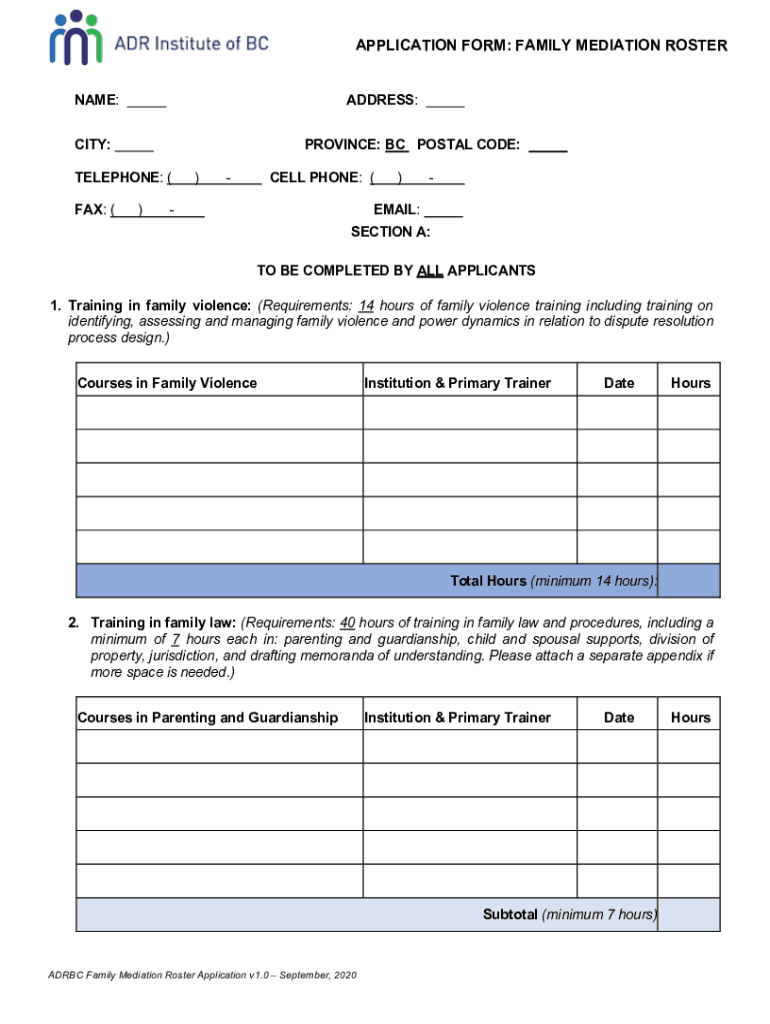 Fillable Online ADRBC Family Roster Application v1.01 Fax Email Print ...