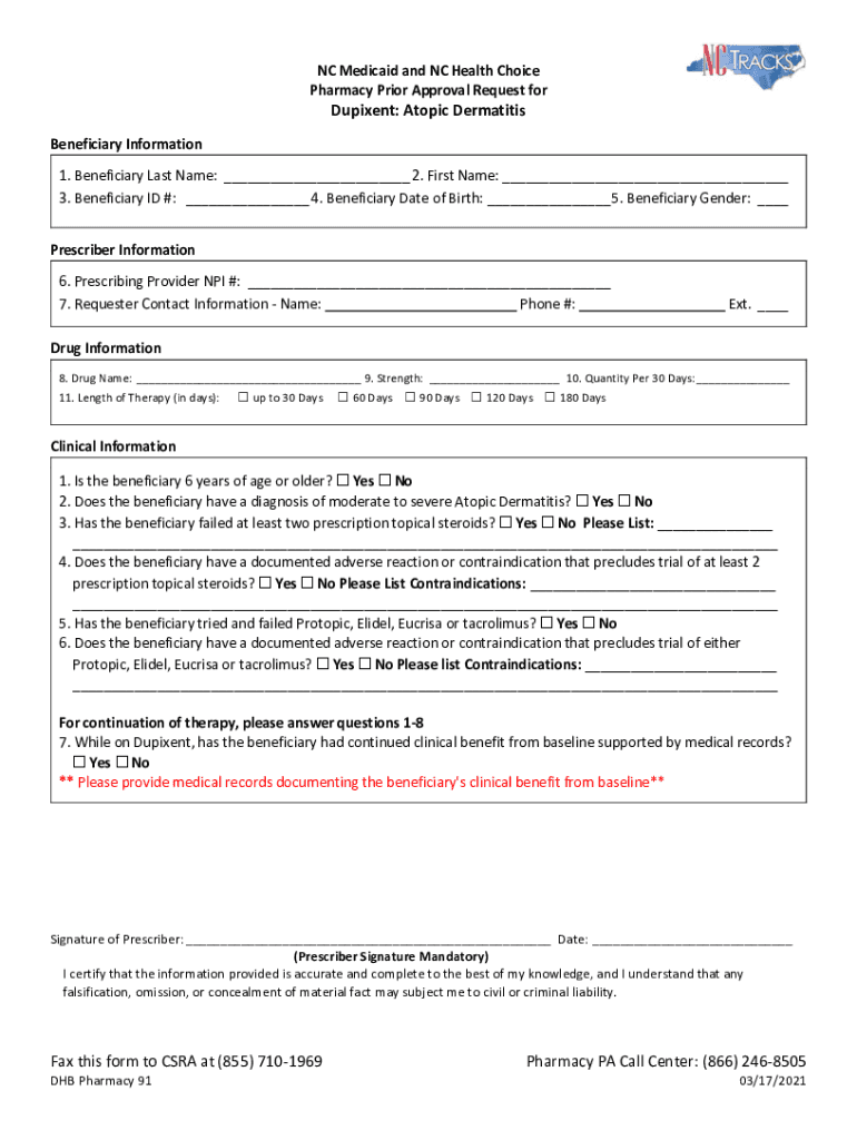 Fillable Online NC Medicaid: Prior Authorization Criteria Topical ...