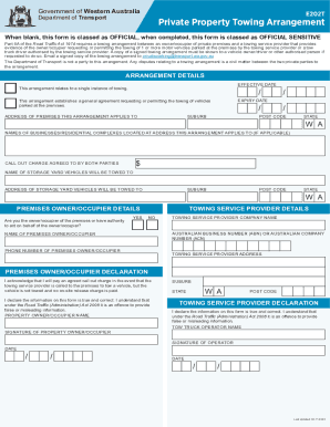 Fillable Online Private Property Towing Arrangement (Form E202T ...