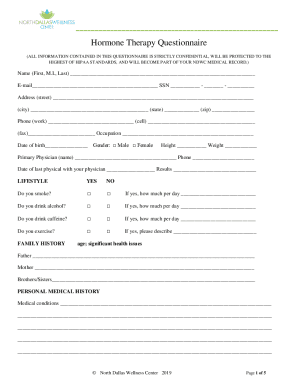 Fillable Online Hormone Therapy Questionnaire Fax Email Print - pdfFiller