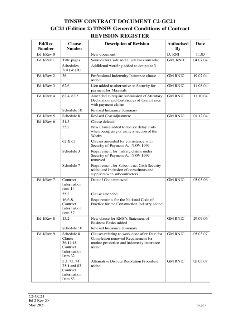 Fillable Online GC21 TfNSW General Conditions of Contract. GC21 TfNSW ...