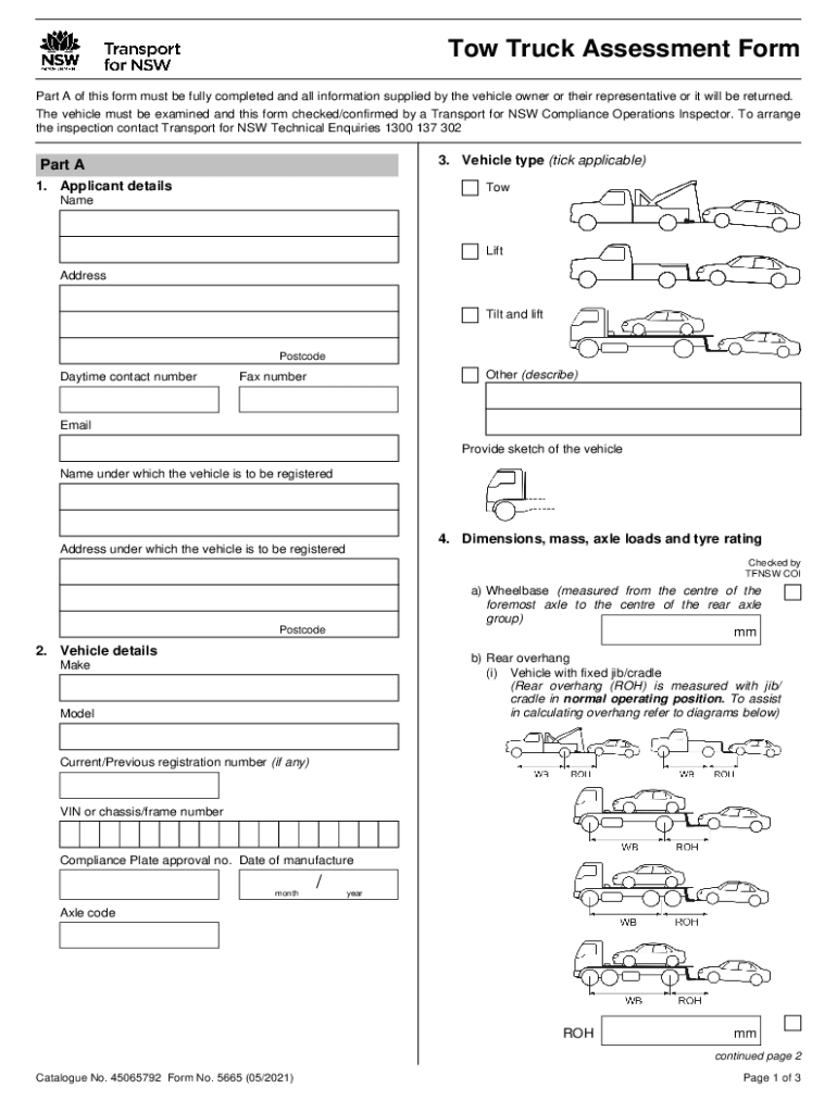 Fillable Online Tow Truck Assessment Form. Tow Truck Assessment Form ...