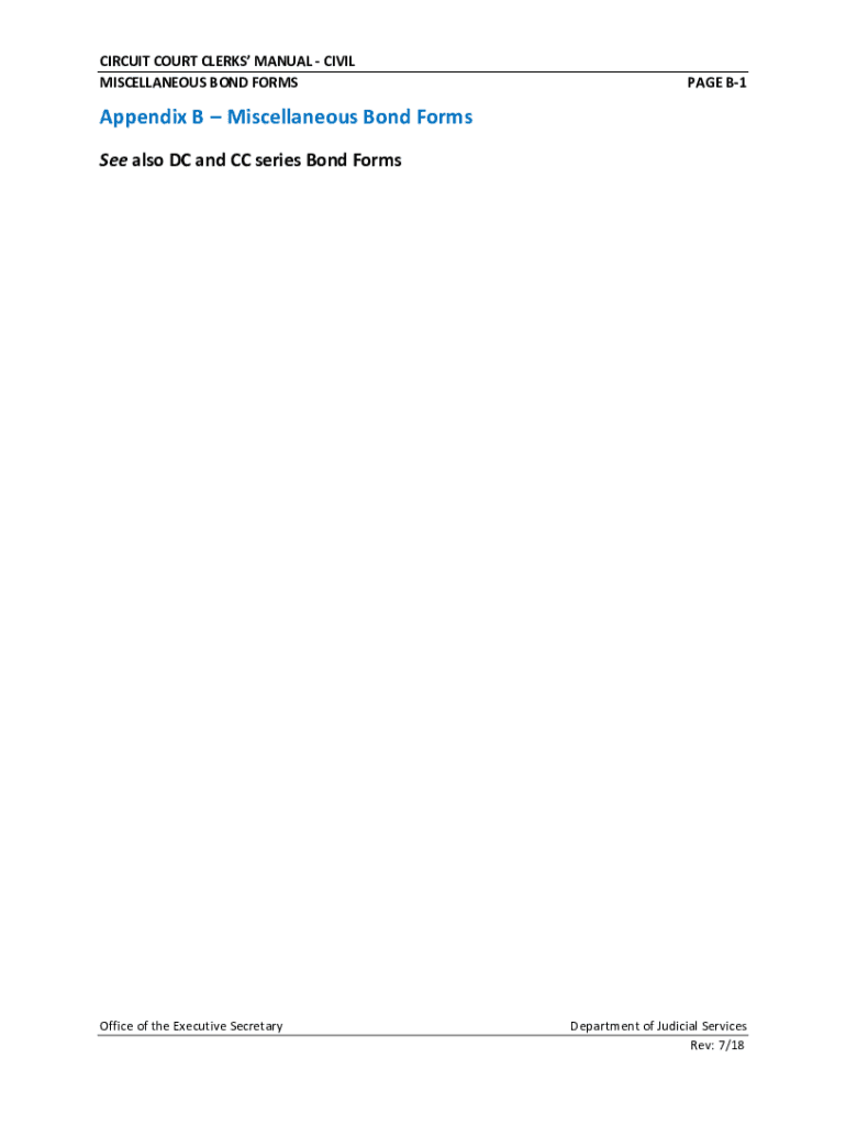 Fillable Online Circuit Criminal Manual - Appendix B - Miscellaneous Bond Forms Fax Email Print ...