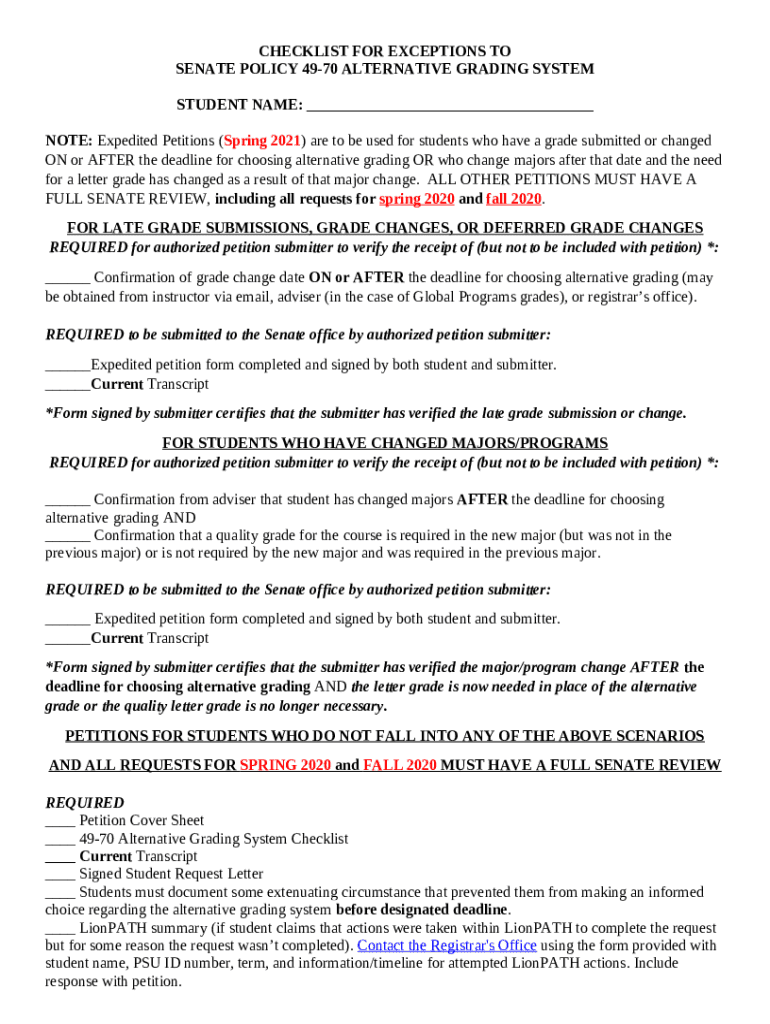 CHECKLIST FOR EXCEPTIONS TO Doc Template | pdfFiller