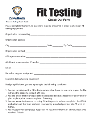Fillable Online Fit Testing Check Out Form Fax Email Print - pdfFiller