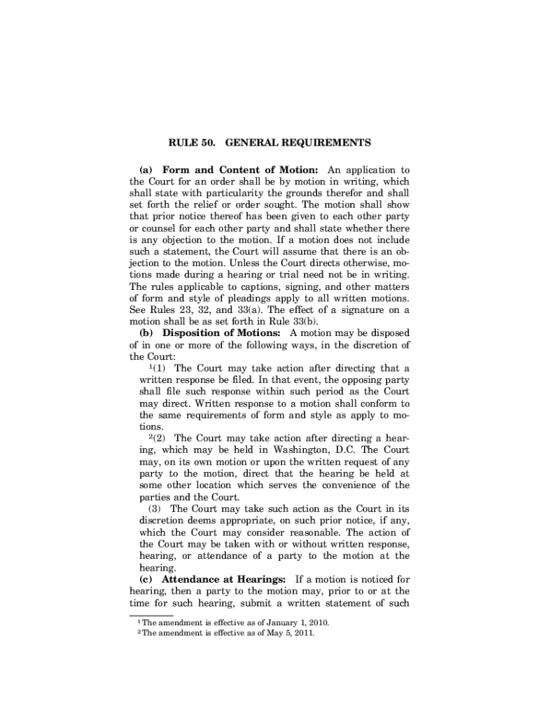 Fillable Online RULE 50. GENERAL REQUIREMENTS (a) Form and Content of ...