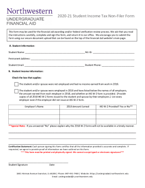 Fillable Online Student Non-Filer Form: 2020-21: Verification: Apply ...