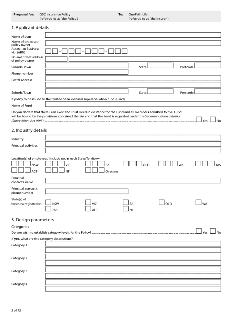 Fillable Online Group Salary Continuance Insurance - Proposal Form ...