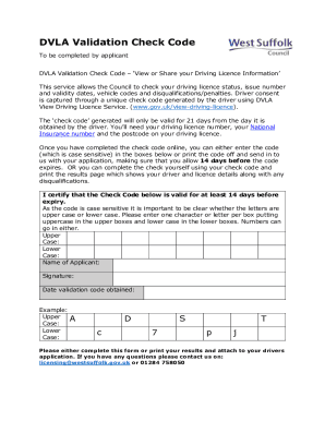 Fillable Online DVLA Validation Check Code Fax Email Print - pdfFiller