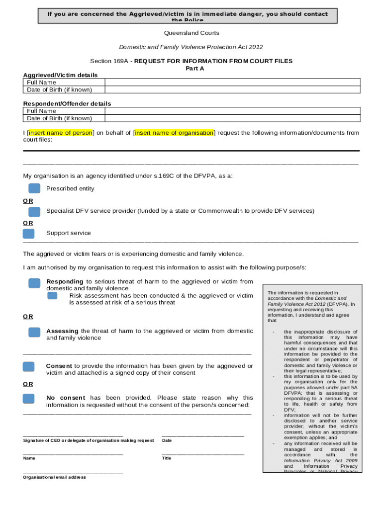 Domestic and Family Violence - - Request for ination. Request to inspect and copy document/s Doc ...