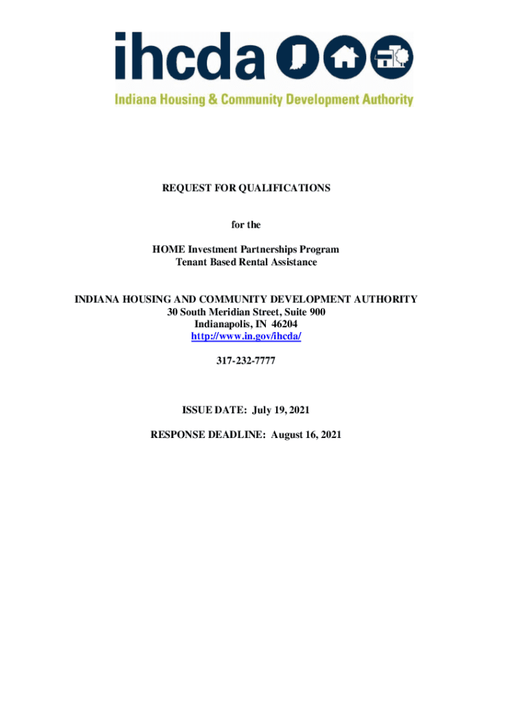 Fillable Online 2021 HOME TBRA Request for Qualifications Fax Email ...