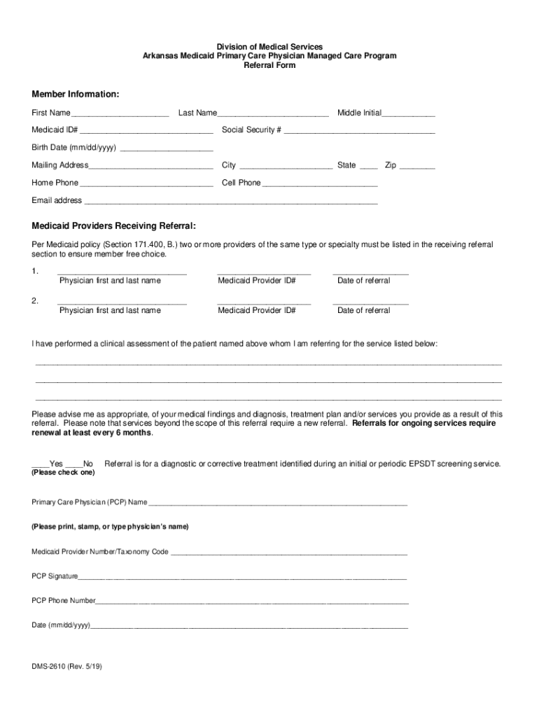 Arkansas medicaid referral form: Fill out & sign online | DocHub