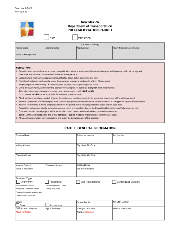 Fillable Online dot state nm (For NMDOT use only) Fax Email Print - pdfFiller