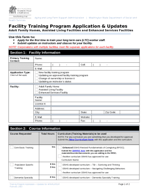 Facility Training Program Application & Updates Doc Template | pdfFiller