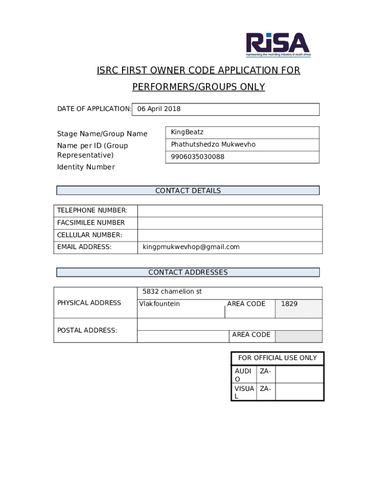 ISRC Application for Individuals or Group.doc Doc Template | pdfFiller