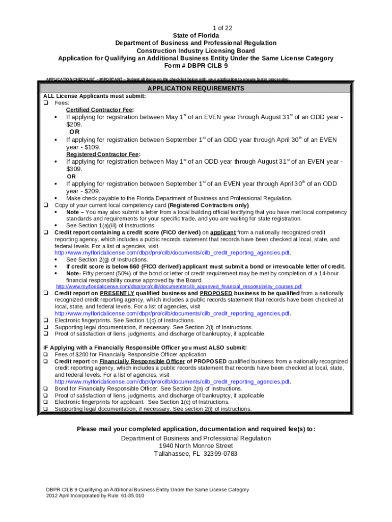 DBPR CILB 8 - Financially Responsible Officer Doc Template | pdfFiller