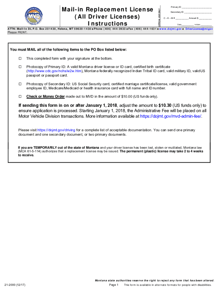 Montana drivers license replacement: Fill out & sign online | DocHub