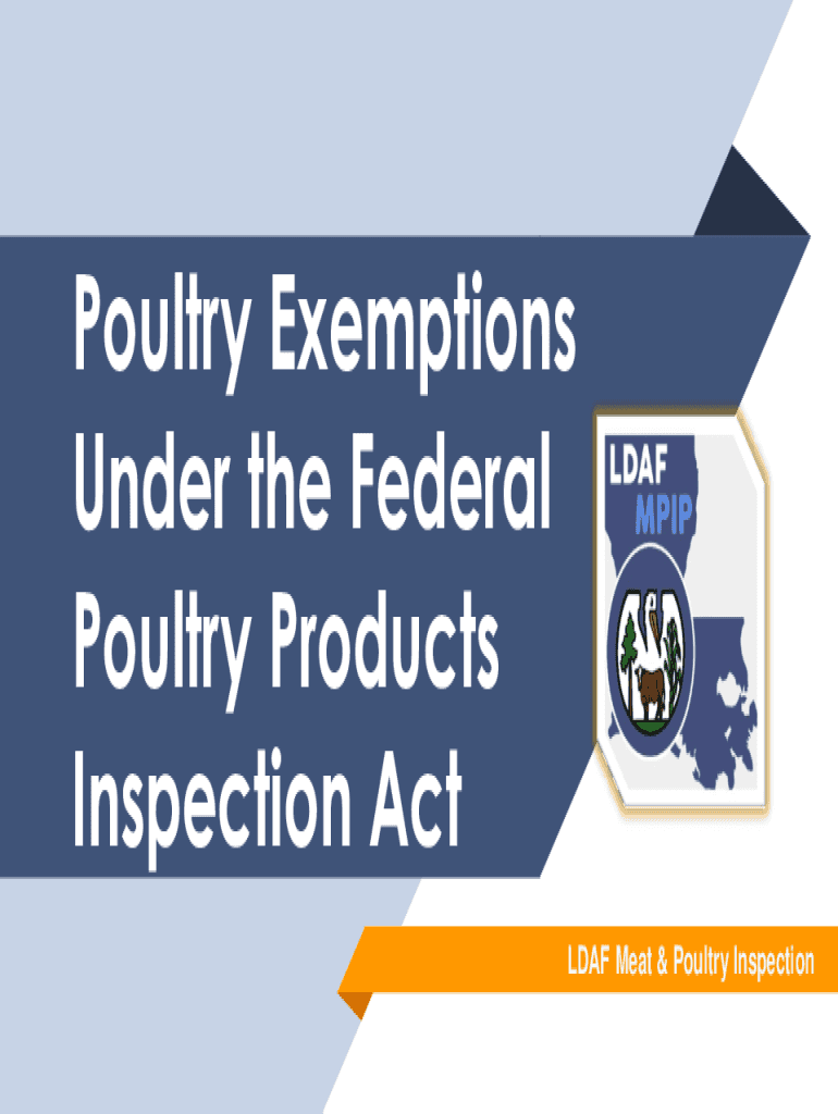 Fillable Online Poultry Exemptions Under the Federal Poultry Products ...