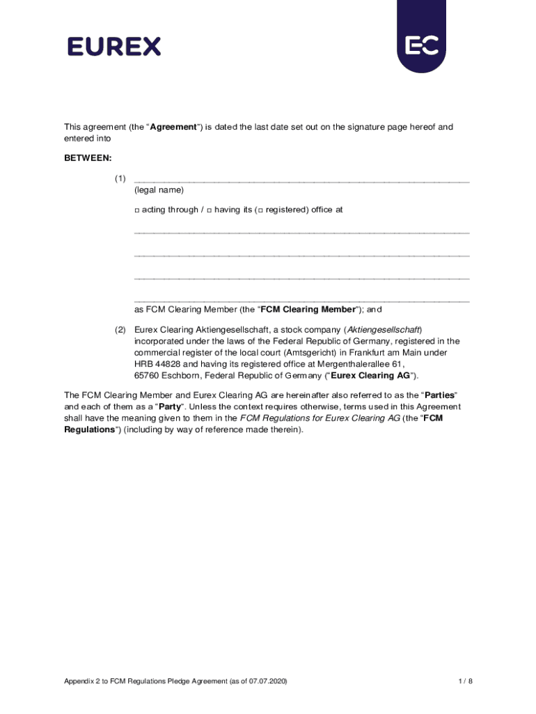 Fillable Online Appendix 2 to the FCM Regulations of Eurex Clearing AG ...
