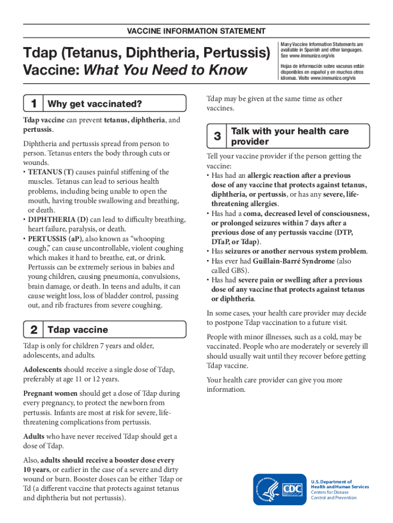 Fillable Online Tdap (Tetanus, Diphtheria, Pertussis) Fax Email Print ...