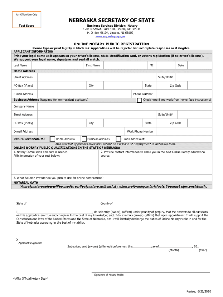 Fillable Online sos nebraska Fillable Online Online Notary Registration ...