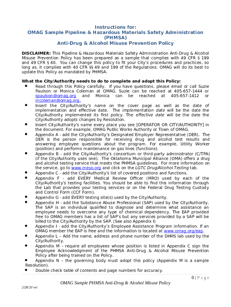 Alcohol Misuse and Controlled Substance Abuse Plan ... Doc Template ...