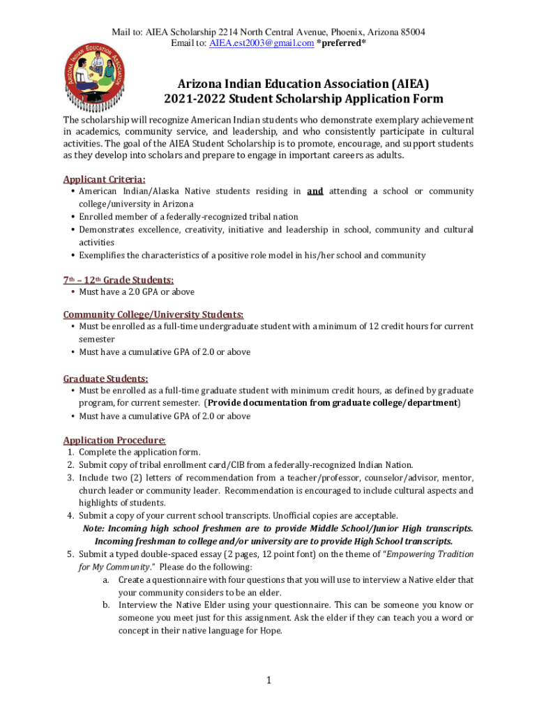 Fillable Online 2021-2022 Student Scholarship Application Form Fax ...
