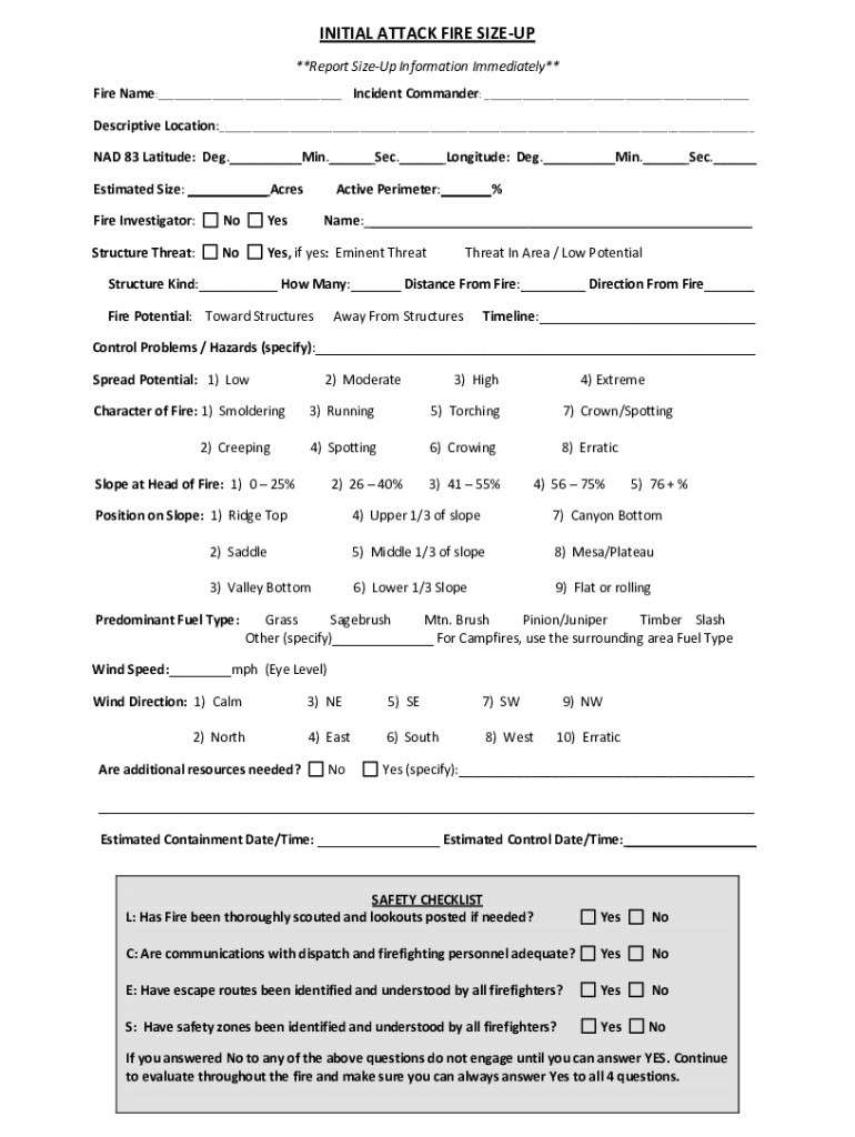 Fillable Online Fillable Online wildfireops INITIAL ATTACK FIRE SIZE-UP ...