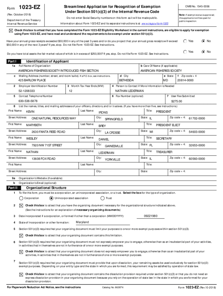 Fillable Online Fillable Online Form 1023 (Rev. December 2017 ...