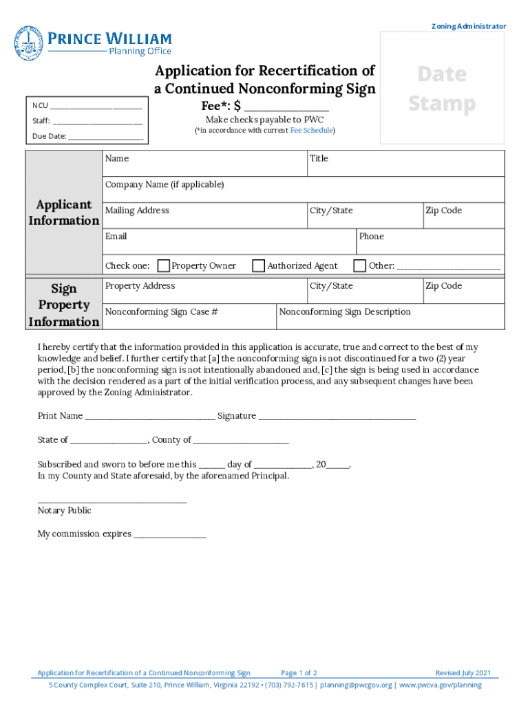 Fillable Online a Continued Nonconforming Sign Fax Email Print - pdfFiller