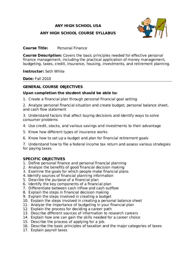 ANY HIGH SCHOOL USA ANY HIGH SCHOOL COURSE Doc Template PdfFiller ANY HIGH SCHOOL USA ANY HIGH SCHOOL COURSE Doc Template PdfFiller