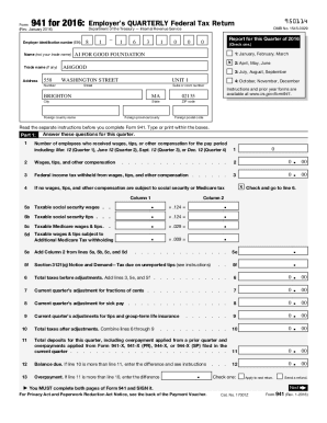 Fillable Online Form 941-SS for 2016: Employers QUARTERLY Federal Tax ...