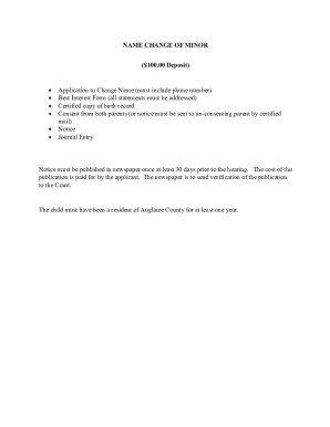 Fillable Online MINOR NAME CHANGE.docx Fax Email Print - pdfFiller