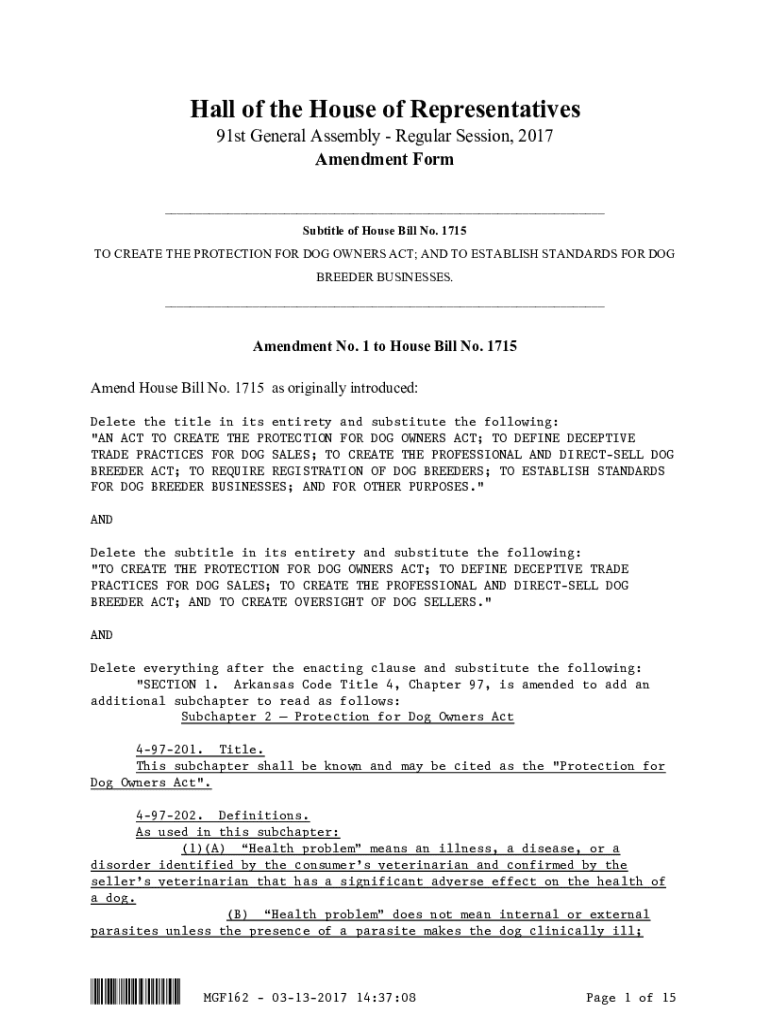 Fillable Online AmendsHouse Bill No. 1715. AmendsHouse Bill No. 1715 ...