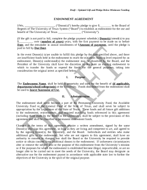 SAMPLE ENDOWMENT AGREEMENT - University of Texas System Doc Template ...