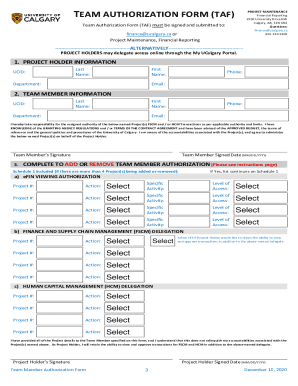 Fillable Online Team Authorization Form - February 1 2020 Fax Email ...