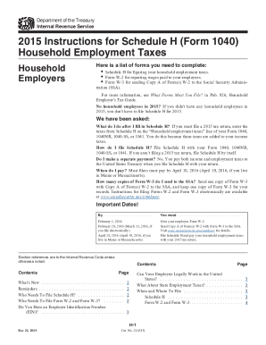 Fillable Online sch h - Household Employment Taxes SCHEDULE H(Form 1040 ...