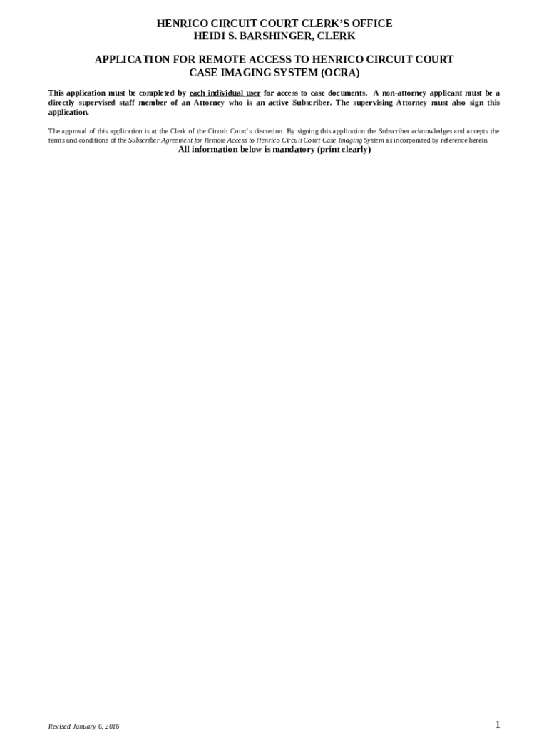 OCRA Application and User Agreement - Henrico County, Virginia Doc ...