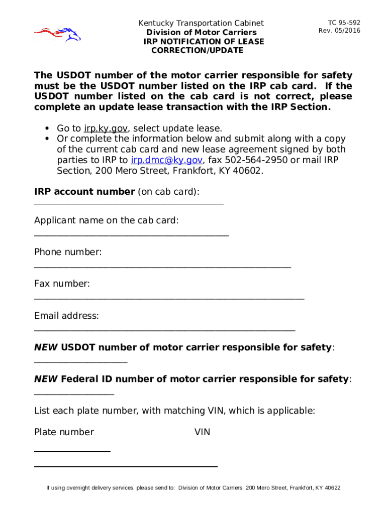 USDOT number listed on the cab card. the number listed on ...