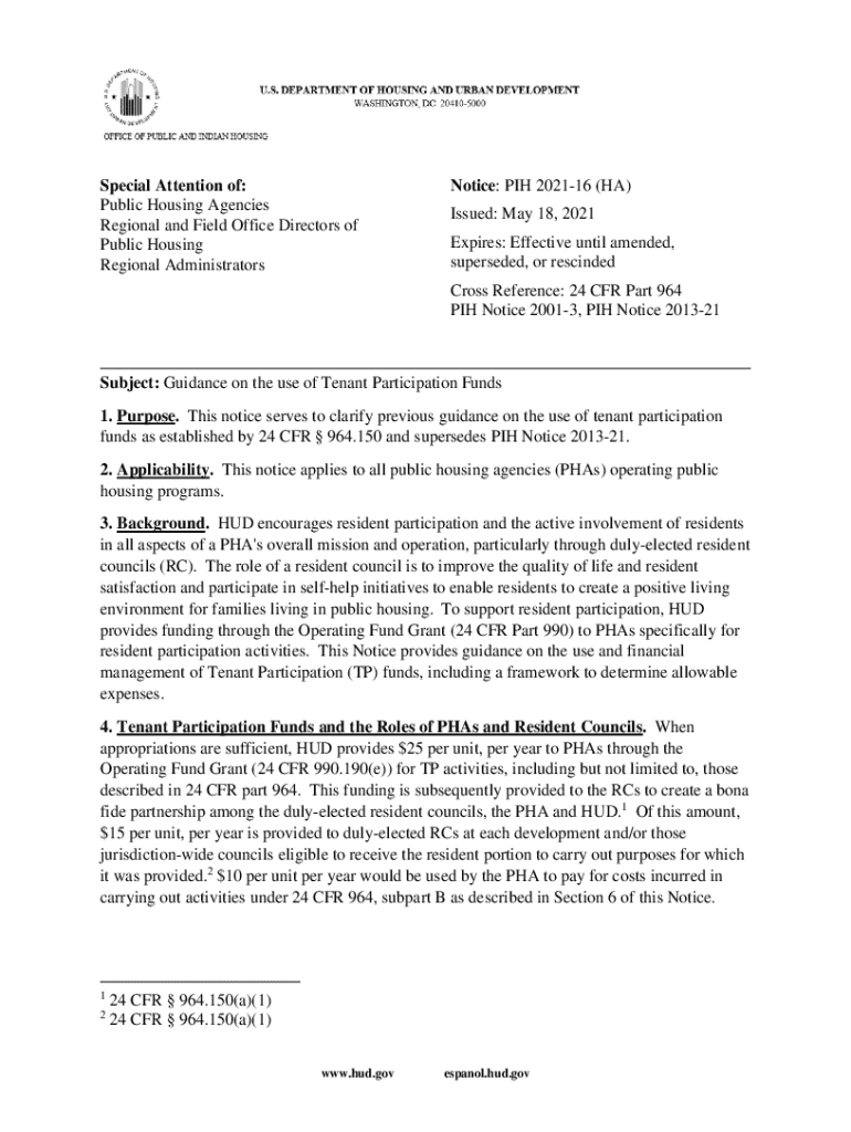 Fillable Online Special Attention of: Notice Public Housing Agencies ...