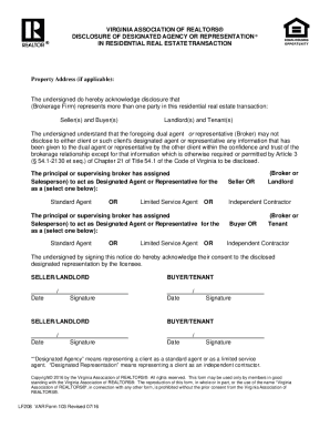 Fillable Online lf208var form 103 - disclosure of designated agency in ...