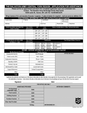 Fillable Online Christmas Assistance Application - The Salvation Army ...